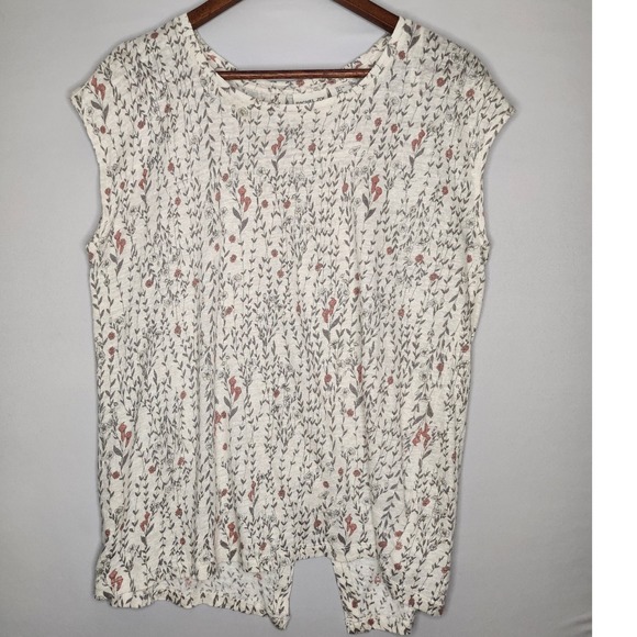 Rachel Zoe | Tops | Rachel Zoe Womens Linen Top Large Beige With Floral ...